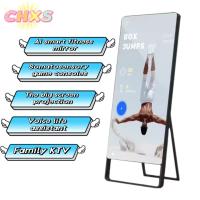 China Interactive AI Fitness Mirror Touch Screen Floor Standing Display 43 Inch Android 11.0 Smart Home Gym Strength Trainer for sale