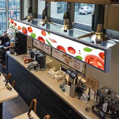 China OEM Stretched Bar LCD Display 28 Inch IPS Panel Digital Shelf Edge Strip Screen Ultra Wide Shop Advertising Signage Cloud CMS for sale