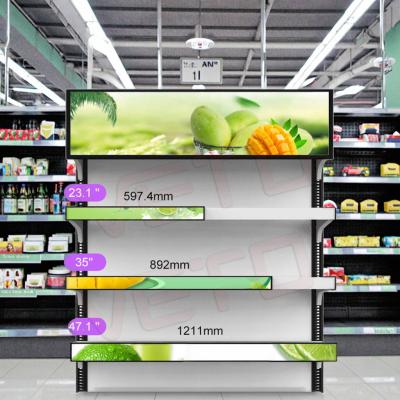 China Customized Shelf Edge Digital Signage Ultra Wide Stretch Bar LCD Display 1920x360 Retail Advertising Screen for sale
