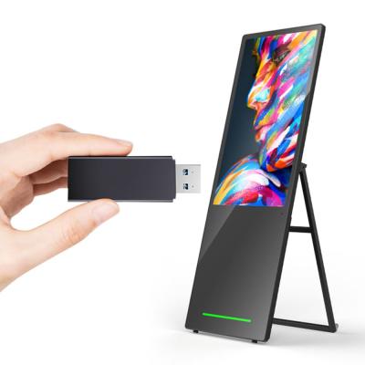 China 55 Inch Portable Digital Signage Display Movable Advertising Screen Retail Restaurant Use for sale