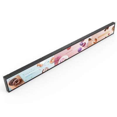 China Custom Size LCD Stretched Bar Screen 1920x360 Digital Signage for Retail Mall Shelf Edge 86 inch for sale