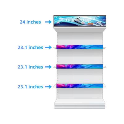 China CH Commercial Long Narrow Shelf Edge Advertising Screen Stretched Bar LCD Display IPS Panel Edge-Lit LED Backlight Cloud-Based for sale