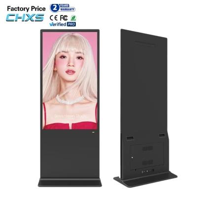 China 55 Inch Android Windows Touch Screen Kiosk Totem Display Advertising Player Ultra Thin IPS LCD Floor Standing Digital for sale