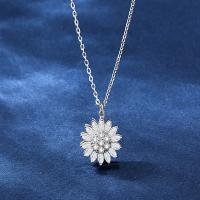 China 925 Sterling Women Necklaces Silver Daisy Necklace Cubic Zircon Cross for sale
