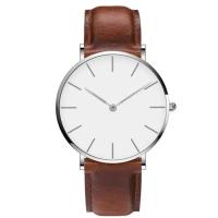 China Round Waterproof Quartz Watch Leather Belt Watch Diameter 40mm for sale