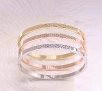 China 18k Gold Plated Laser Engraved Bracelet Custom Jewelry Ladies Bangle Bracelet for sale
