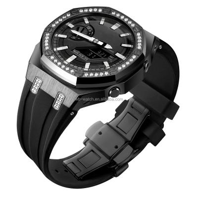 China Custom Luxury Mod Kit Silicone Band And Stainless Steel Watch Case For Casioak Ga 2100 for sale