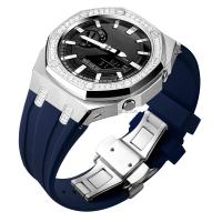 China Custom Luxury Mod Kit Silicone Band And Stainless Steel Watch Case For Casioak Ga 2100 for sale