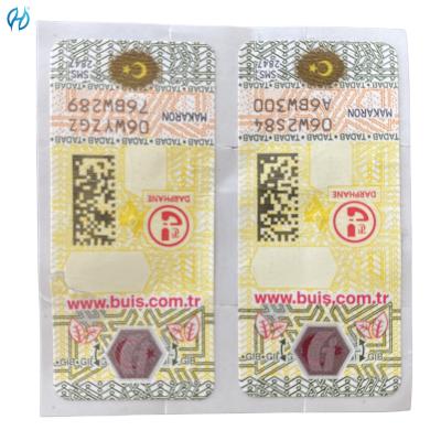 China Permanent Adhesive Holographic Security Stickers Customized Anti Counterfeiting for sale