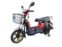 China 450W Adult Electric Bicycle Red Battery Operated Bikes With Motorcyle Seat Steel Frame for sale