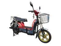 China 450W Adult Electric Bicycle Red Battery Operated Bikes With Motorcyle Seat Steel Frame for sale