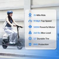 China 12-inch Foldable Electric Scooter with Front & Rear Dual Suspension, Rear Seat & Cargo Basket for Commuting & Shopping for sale