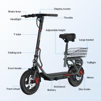 China 12-inch Foldable Electric Scooter with Front & Rear Dual Suspension, Rear Seat & Cargo Basket for Commuting & Shopping for sale