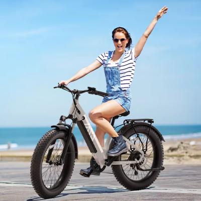 China F622 48V Electric Hybrid Mountain Bike Steel Frame Electric Road Bike 7 Speed Rear Hub Motor Lithium Battery 1200W Brushless for sale