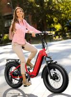 China Red 20 Inch Folding Fat Tire Electric Bike 750W 48V 15Ah Step Through Urban Commuter for Women Velo Electrique Pliant Femme for sale