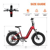 China Red 20 Inch Folding Fat Tire Electric Bike 750W 48V 15Ah Step Through Urban Commuter for Women Velo Electrique Pliant Femme for sale