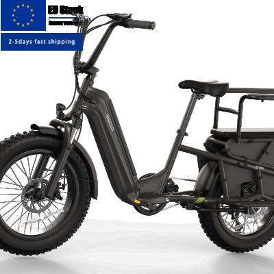 China Hot Sale Carbon Steel Frame 7-Speed Double Lithium Battery 20 Inch Hydraulic Disc Brakes 48V/250W Rear Hub Motor Cargo Bike for sale