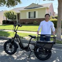 China 20 Inch  Electric Cargo Bike 48V 750W Folding Urban Commuter Ebike for Family Kids Pets Large Rack City Transport for sale