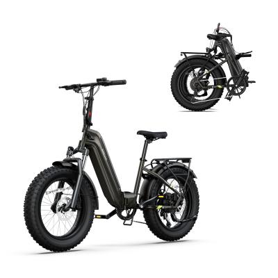 China Electric Folding Bike 48V 750W 20x4.0 Fat Tire Lithium Battery 15AH Lockable Suspension Urban Foldable Bicycle for sale
