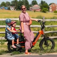 China EU Aluminum Frame Hybrid Electric Cargo Bike with Torque Sensor 750W Long Tail Cargo for 2 Kids 48v Lithium Urban Commute E-bike for sale