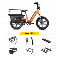 China 2026 EU Stock Factory Price 20'' Fat Tire Electric Bicycle Family Cargo E Bike with Aluminum Frame Long Tail Cargo E Bike for sale