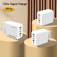 China Yeestep E-bike 120W Wall Charger 3USB + 2C Plastic Fast Charging Adapter for Android Phones EU/UK/US for sale