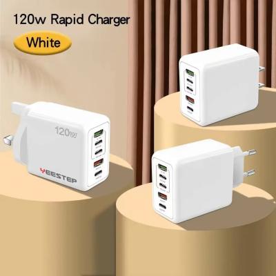 China Yeestep E-bike 120W Wall Charger 3USB + 2C Plastic Fast Charging Adapter for Android Phones EU/UK/US for sale