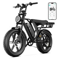 China Step Over Retro Fat Tire Ebike with Comfortable Wide Saddle V8 V20 Fat Electric Bicycle with Rear Rack for sale