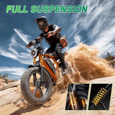 China Dual Suspension Fat Tire Ebike 750W for Mountain Off Road Riding Snow and Beach Fat Tire Electric Bike for sale