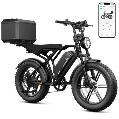 China 1000W 48v 15ah 25ah 25km/h Electric Bike 20inch Fat Tire Cargo E-bike Steel Electric Bicycle Frame EU Warehouse Adult Fatbike for sale