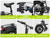 China DDP Folding Electric Bicycle F008 250W Brushless Motor 48V Removable 15AH Lithium Battery 7 Speed Carbon Fibre 20-Inch Bike for sale