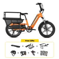 China EU Stock Hovcart 48V 15AH Cargo E Bike 20*3.0 Long Tail Cargo Bike Aluminum Frame Electric Bicycle for Urban & Family Use for sale