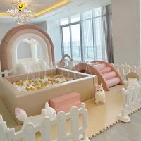 China White Brown Pink Inflatable Soft Play Equipment Playground Ball Pit With Slide for sale