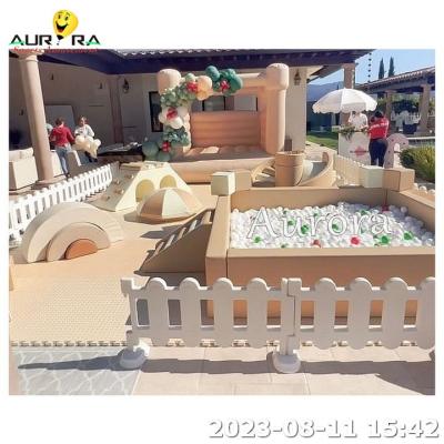 China Soft Play Set Beige And White Neutral Colors Kids Party Center Soft Play Equipment for sale