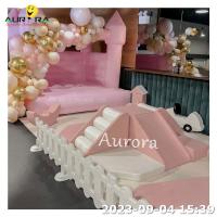 China Commercial Party Rental Equipment Pink Inflatable Bounce House Soft Play Pastel for sale