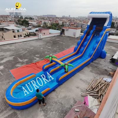 China Blue Inflatable Slip And Slide For Outdoor Playground With Pool for sale
