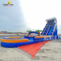 China Blue Inflatable Slip And Slide For Outdoor Playground With Pool for sale