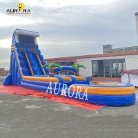 China Blue Inflatable Slip And Slide For Outdoor Playground With Pool for sale
