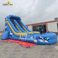 China Waterproof Blue Giant Inflatable Slide With Splash Pool Summer Fun Guaranteed for sale