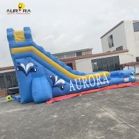 China Waterproof Blue Giant Inflatable Slide With Splash Pool Summer Fun Guaranteed for sale