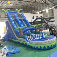 China Home Blue Large Inflatable Pool Slide 0.55mm Thick Vinyl Tarpaulin Mateiral for sale