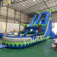 China Home Blue Large Inflatable Pool Slide 0.55mm Thick Vinyl Tarpaulin Mateiral for sale