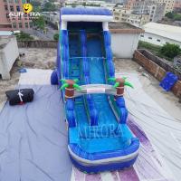 China Tarpaulin Inflatable Water Slide For Adult Blue Tropical Kids Tropical Palm Tree for sale