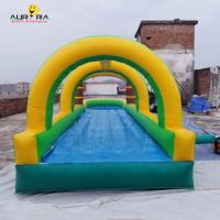 China Tarpaulin Inflatable Double Lane Slip And Slide N Slide Water Slide With Pool for sale