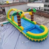 China Tarpaulin Inflatable Double Lane Slip And Slide N Slide Water Slide With Pool for sale