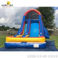 China Outdoor Bouncy Inflatable Water Slides For Pool Jumping Castles Party Rental blue for sale