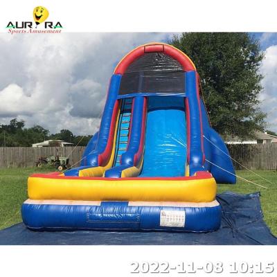 China Outdoor Bouncy Inflatable Water Slides For Pool Jumping Castles Party Rental blue for sale