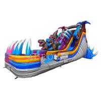 China Outdoor Bouncy Inflatable Water Slides For Pool Purple Blue Commercial Grade Giant for sale