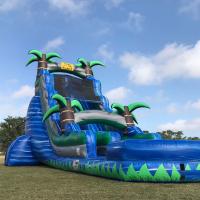 China 18ft Tropical Fiesta Breeze Water Slides Commercial Grade Inflatable Water for sale