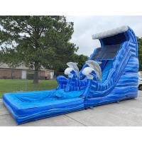 China Yellow 22 Ft Tropical Fiesta Breeze Water Slide Inflatable Water Slides With Pool for sale